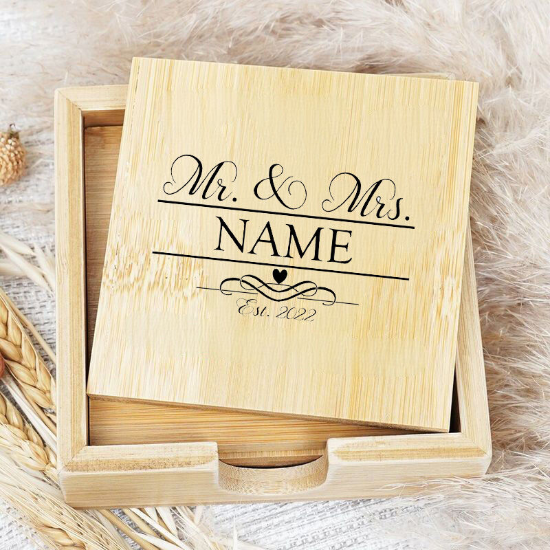 Personalized Coaster Set with Four Custom Coasters and One Storage Box ...